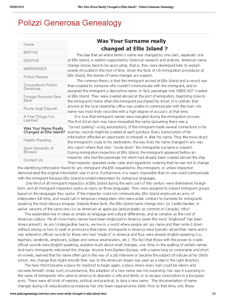 Ellis Island Name Change Myths Explained | PDF | English Language ...