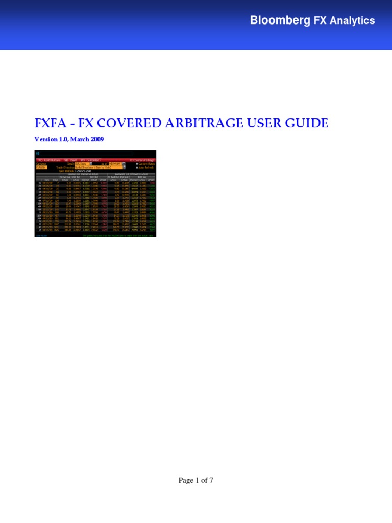 Guide to Using the Bloomberg FXFA Tool for Analyzing FX Covered ...