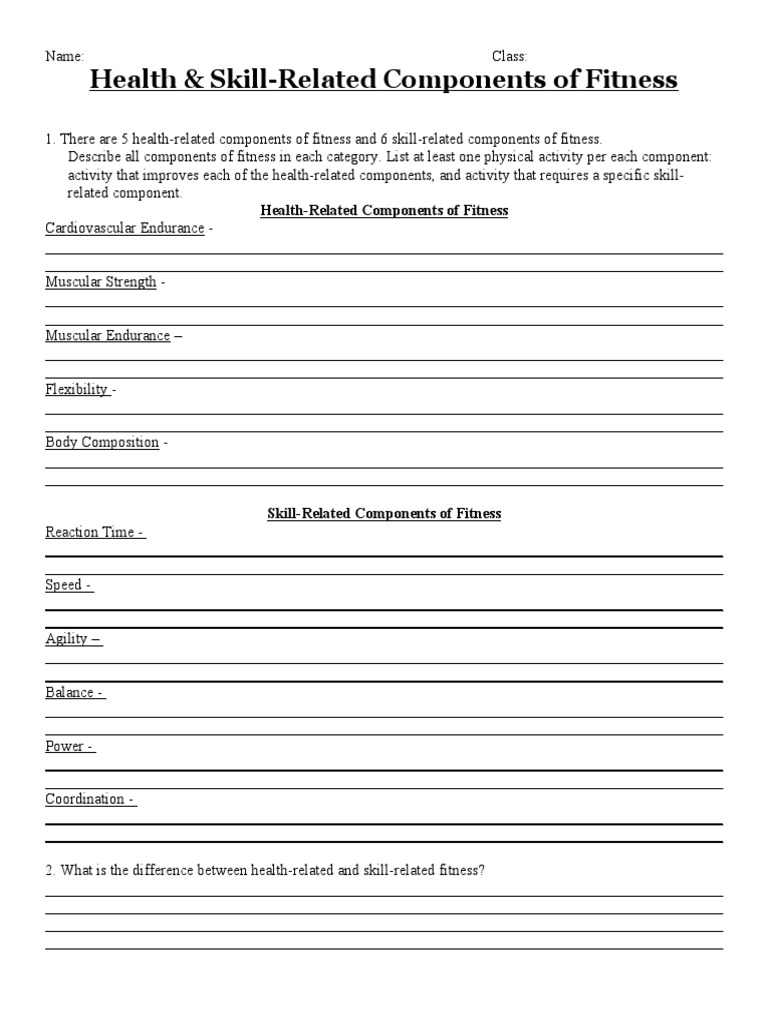 U1A2 Health and Skill Related Components | PDF | Physical Fitness | Hobbies