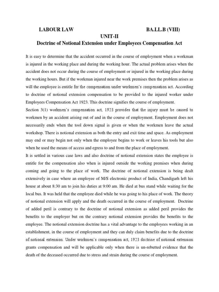 Labour Law Ba - LL.B (Viii) Unit-Ii Doctrine of Notional Extension ...