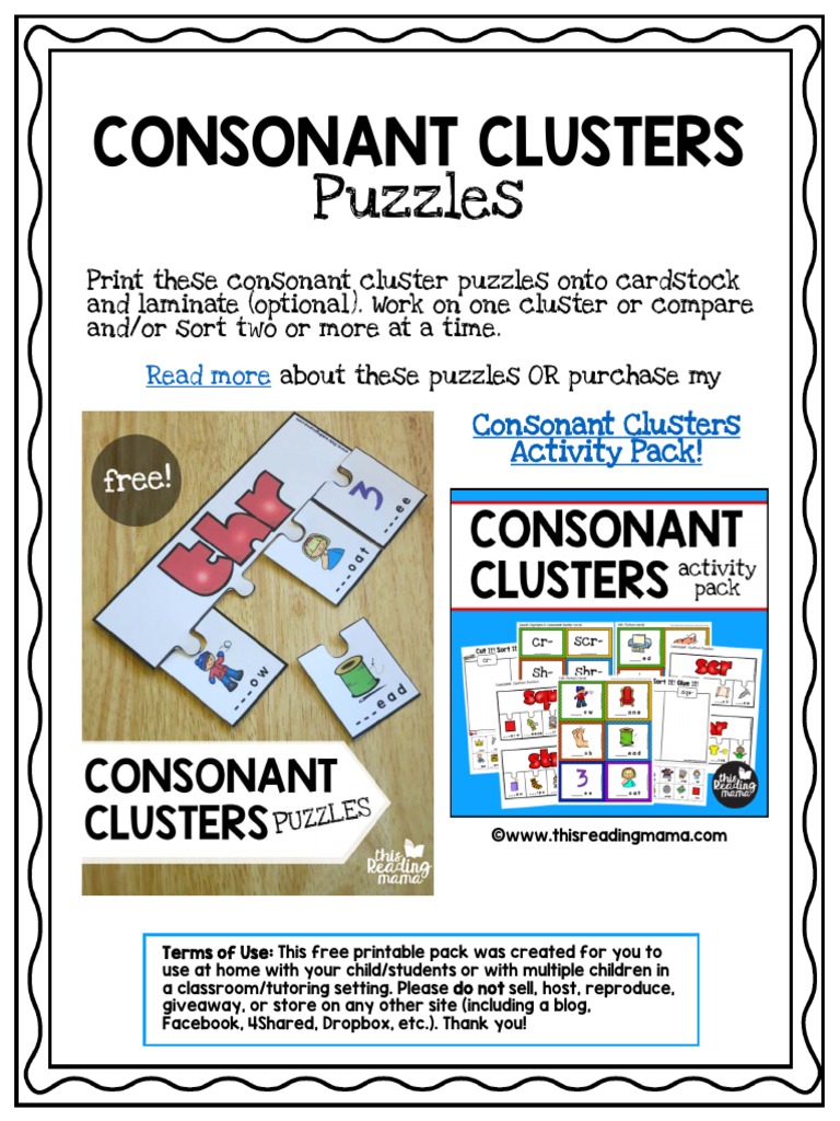 Consonant Clusters: Puzzles | PDF