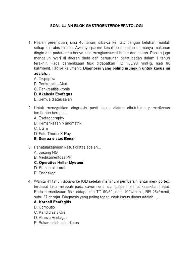 Soal Ujian Blok Gastroenterohepatologi | PDF | Pengembangan Diri | Sains & Matematika