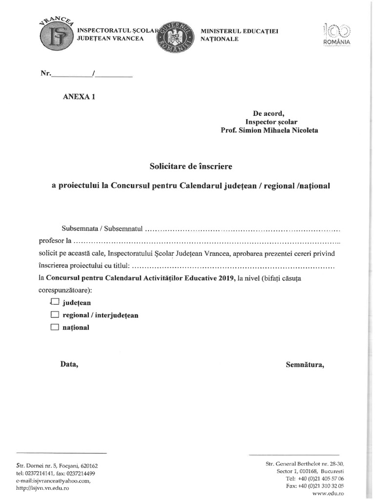 Formular de Inscriere | PDF