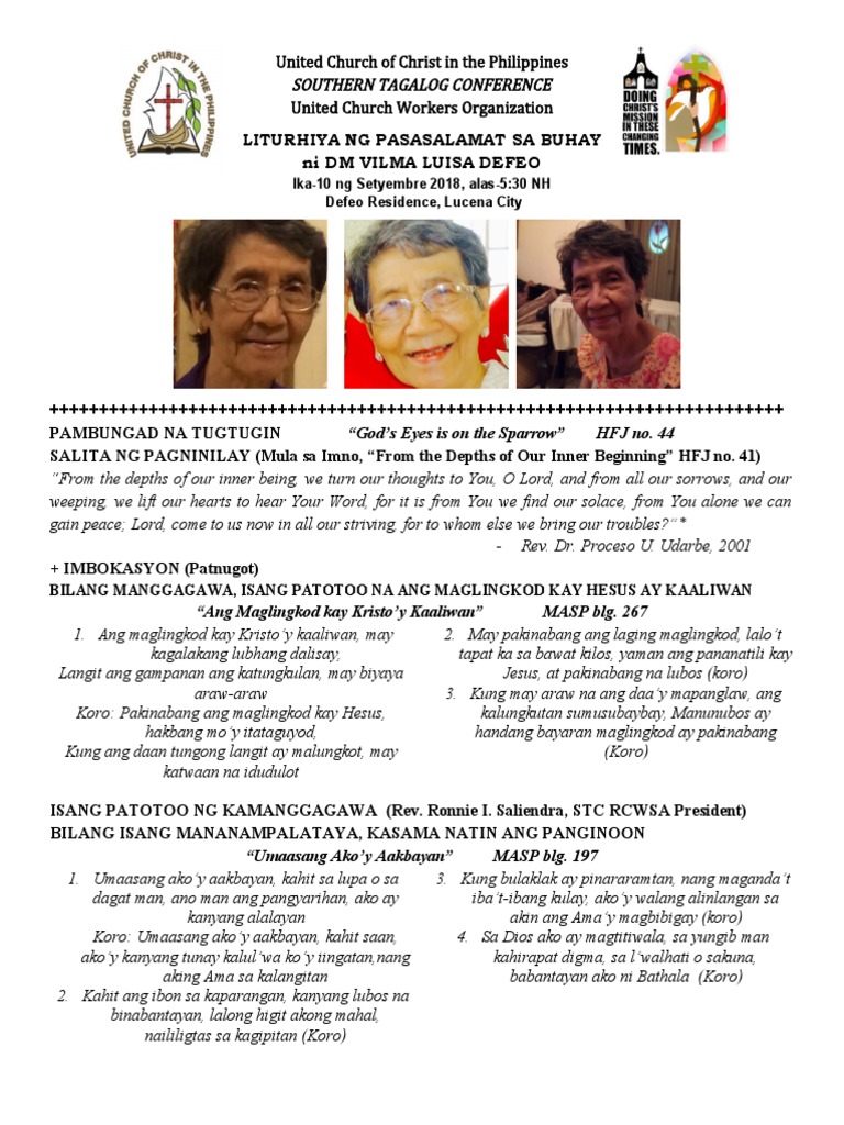 Necrological Service For DM Vilma - Ucwo | PDF