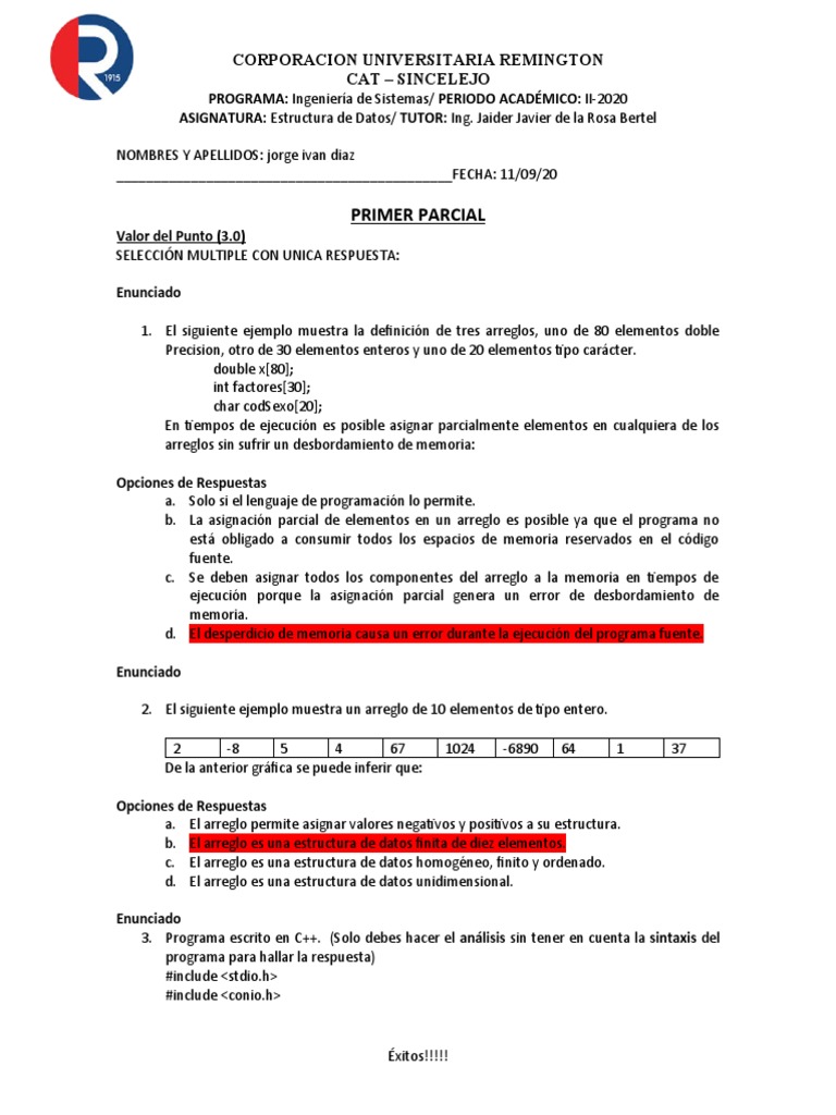 Primer Parcial ED 2020 | PDF | C ++ | Paradigmas de programación