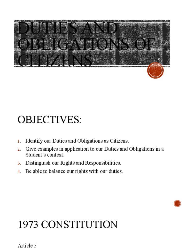 Duties and Obligations of Citizens | PDF