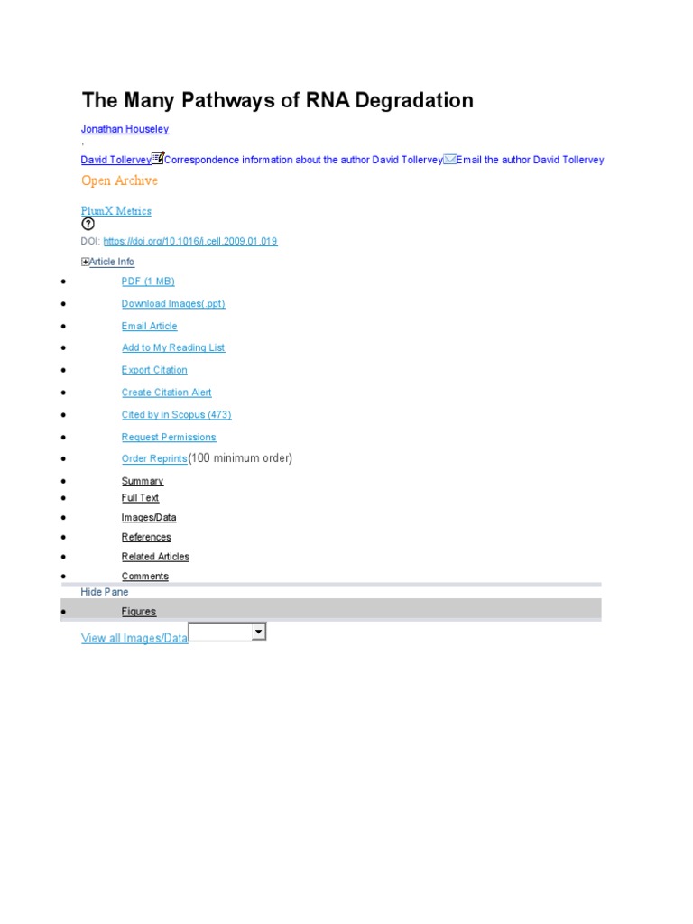 The Many Pathways of RNA Degradation: Open Archive | PDF | Messenger ...