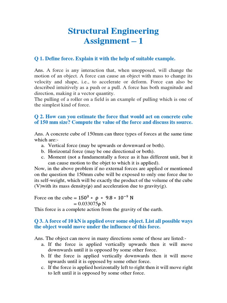 Structural Engineering Assignment 1 | PDF | Rotation | Rotation Around ...
