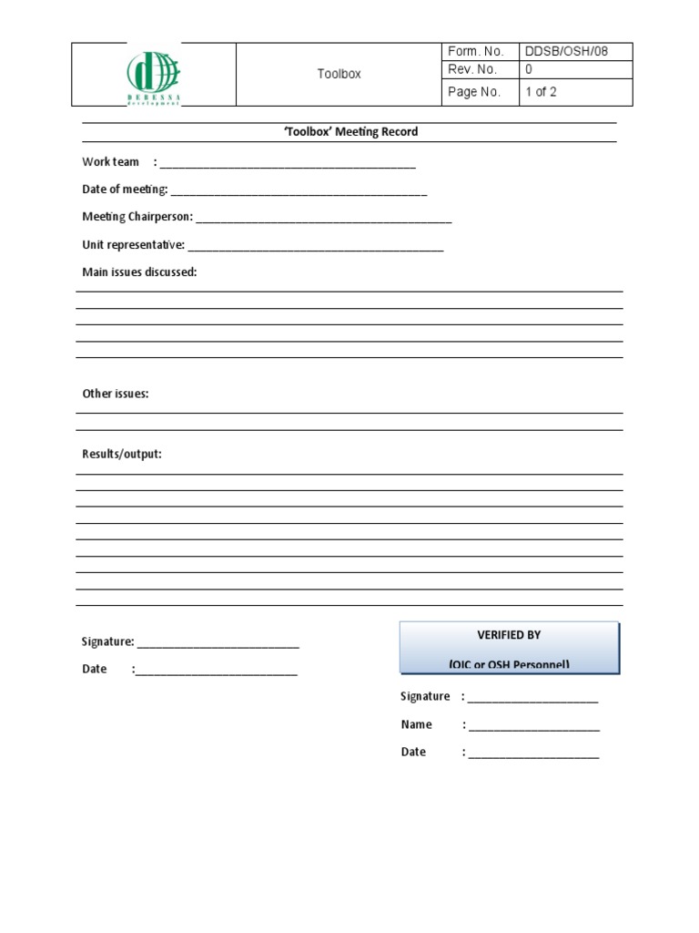 OSH08-Toolbox Forms | PDF