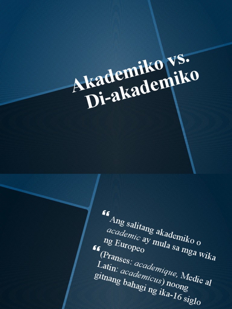 Akademiko vs. Di-Akdemiko | PDF