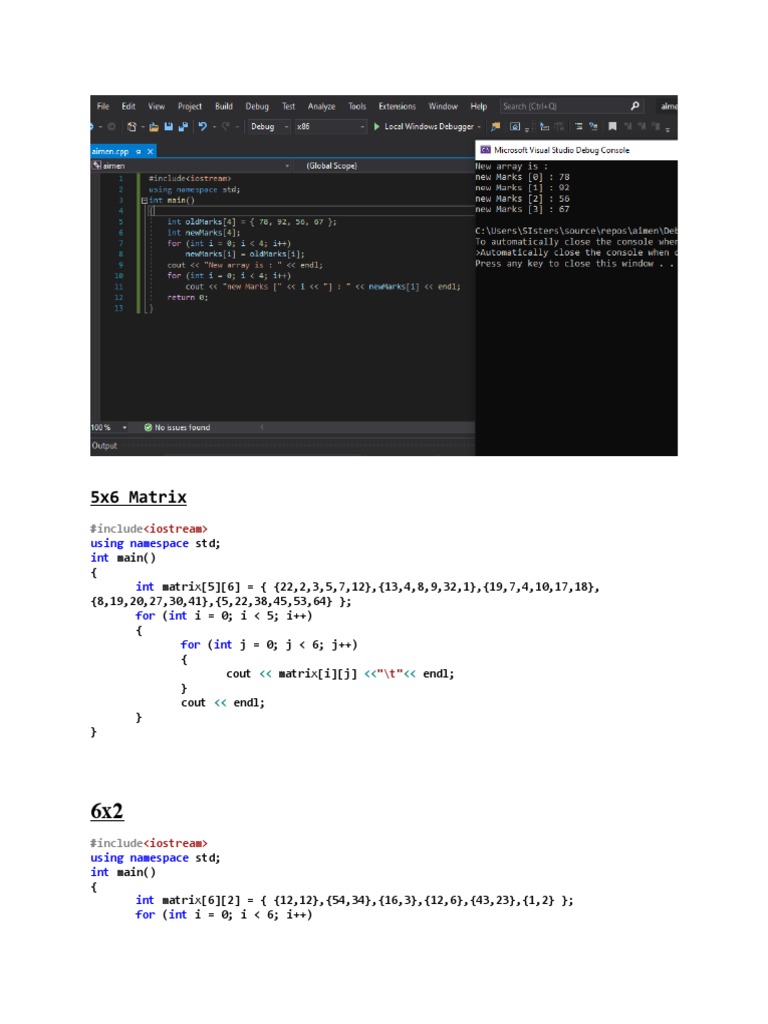 C++ Matrix Print | PDF