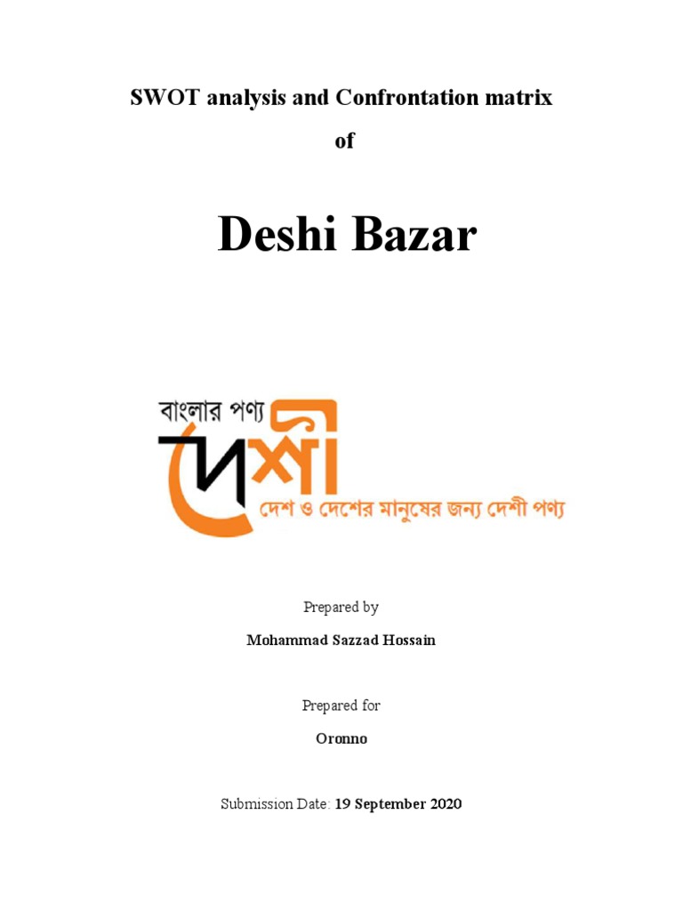 SWOT Analysis and Confrontation Matrix of DESHI BAZAR | PDF