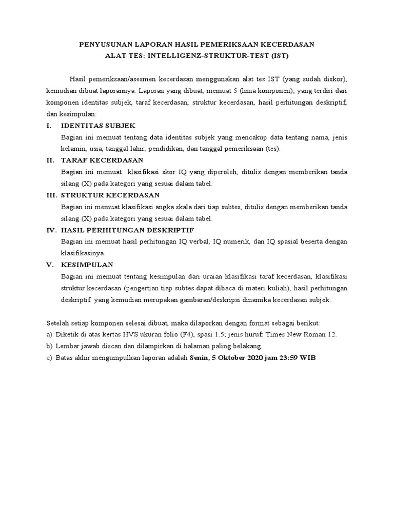 Format Laporan IST 2020 | PDF
