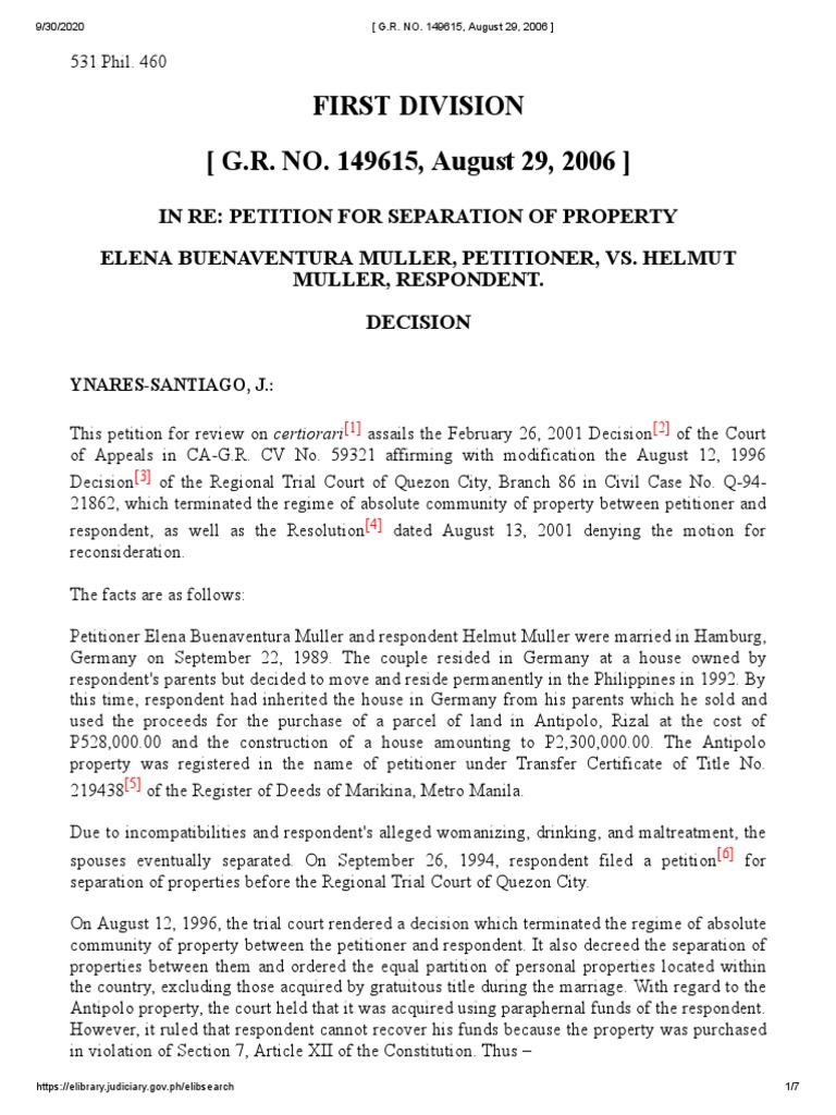Muller vs. Muller - 500 SCRA 65 | PDF | Constitutional Law | Public Law