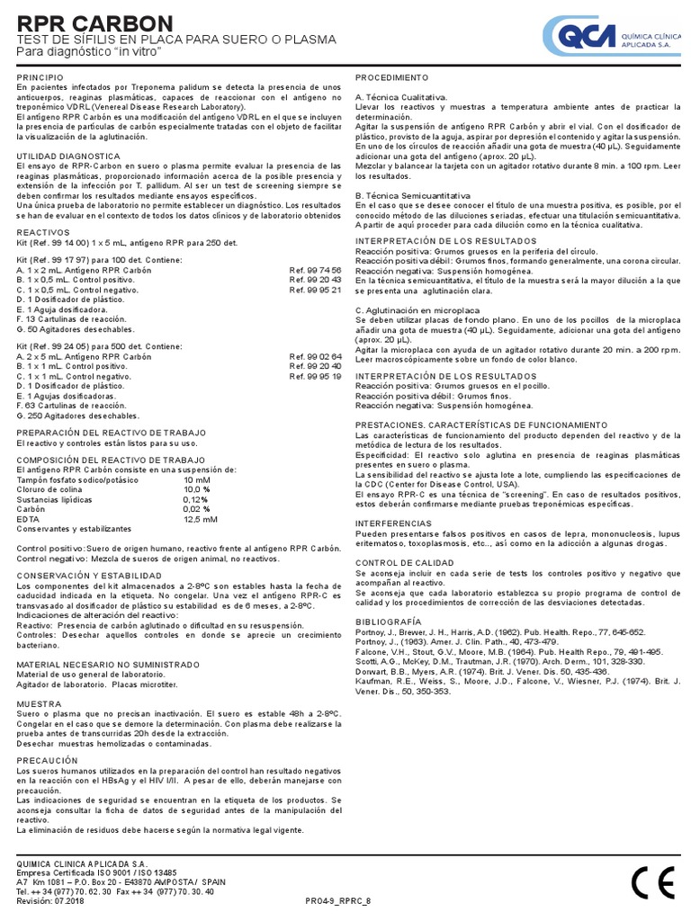 RPR Inserto | PDF | Medicina CLINICA | Microbiología