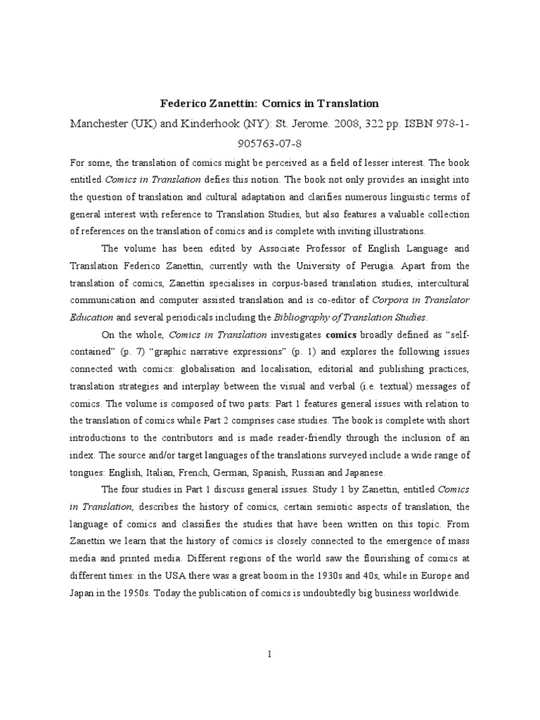 Comics in Translation PDF | PDF | Translations | Comics