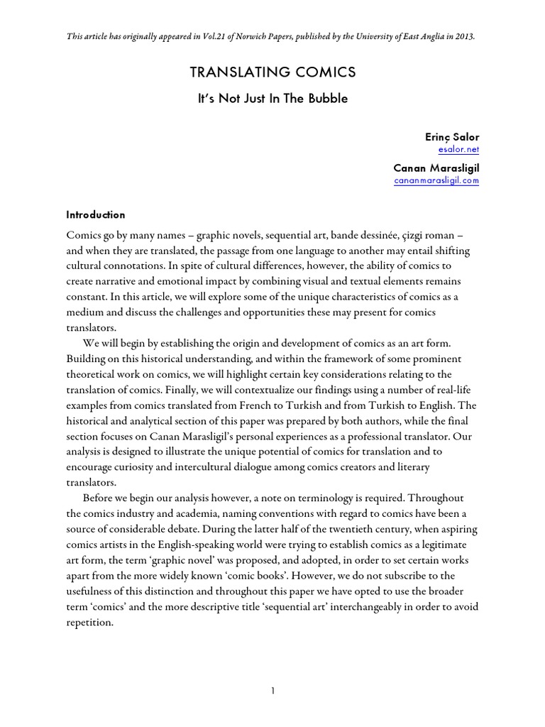 Translating Comics: It's Not Just in The Bubble | PDF | Comics | Comic ...