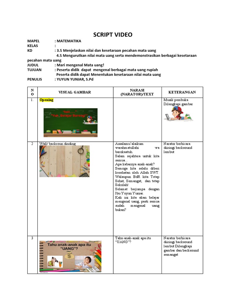 Contoh SCRIPT VIDEO | PDF