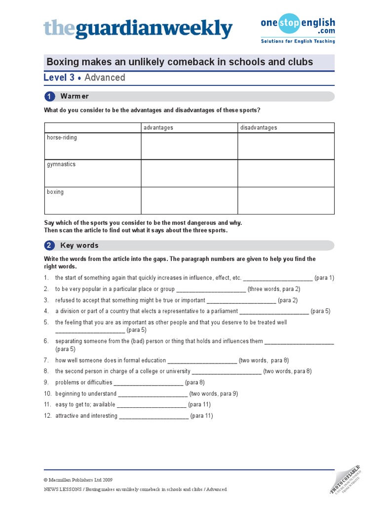 Onestopenglish Weekly Lessons 03 | PDF | Sports