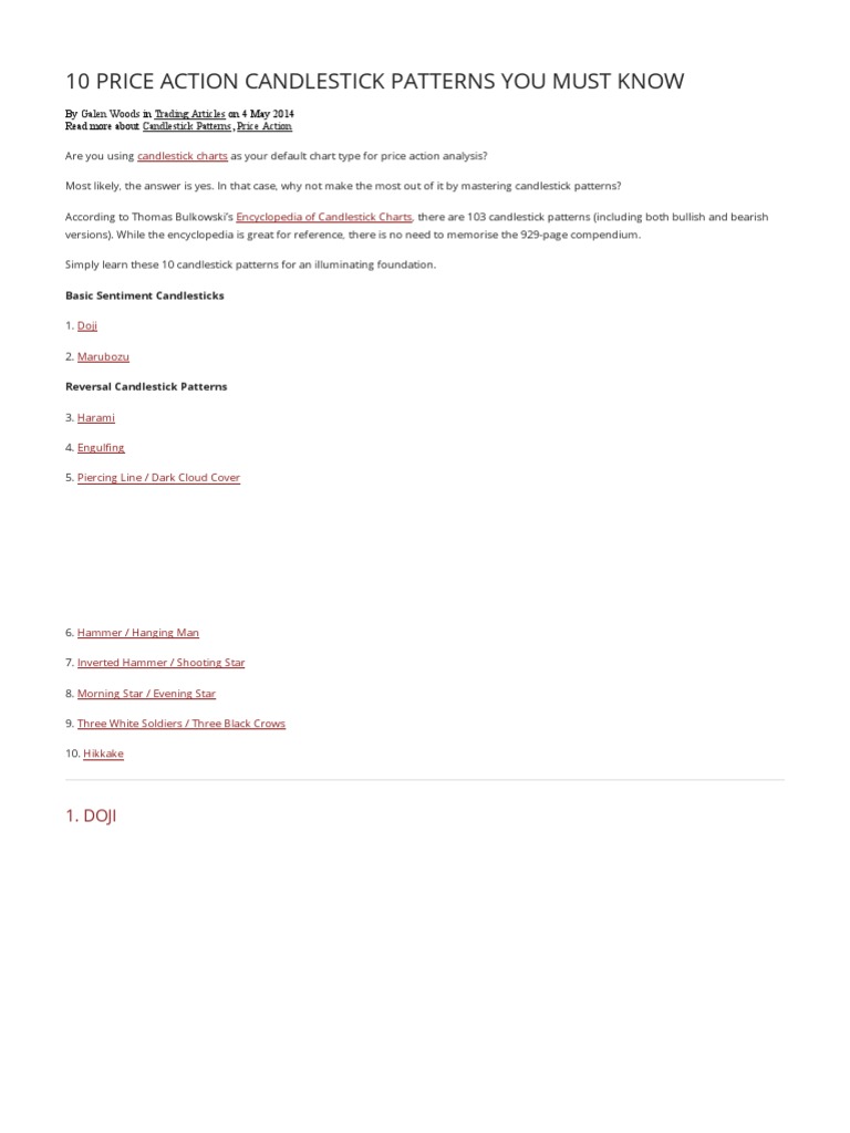 10 Price Action Candlestick Patterns You Must Know | PDF | Market Trend ...