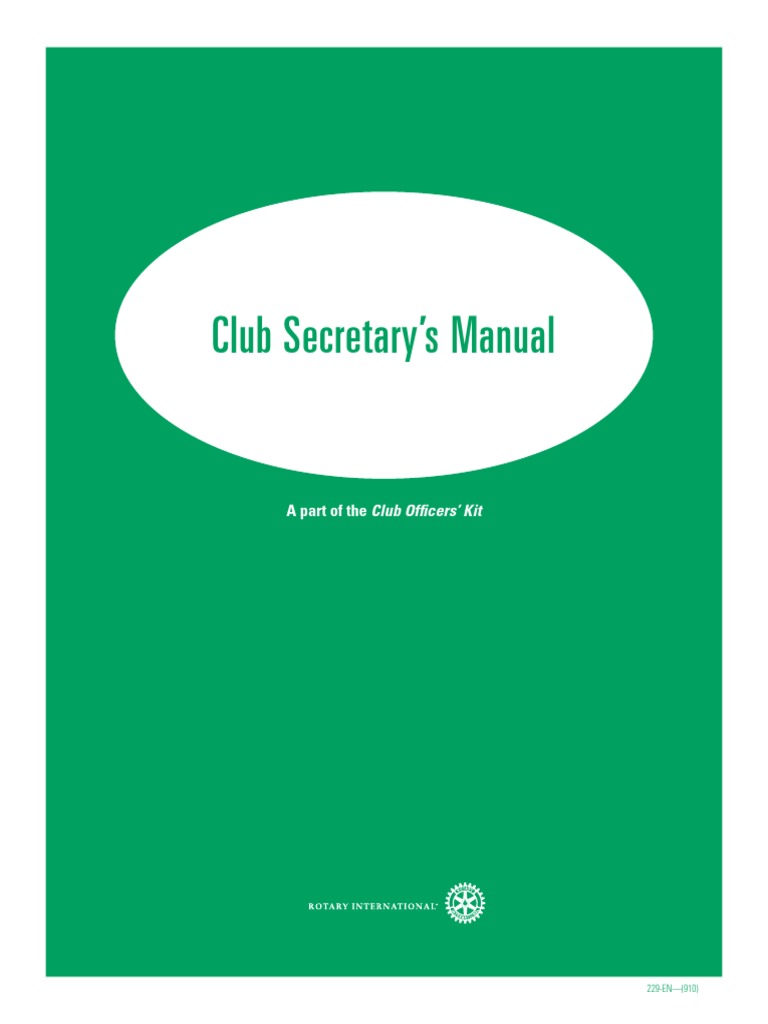 Club Secretary's Manual: A Part of The Club Officers' Kit | PDF ...