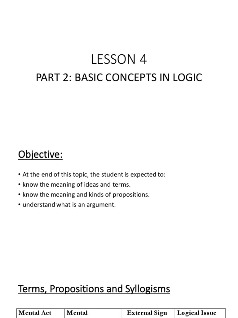 LOGIC LESSON ON TERMS, PROPOSITIONS, AND ARGUMENTS | PDF | Proposition | Argument