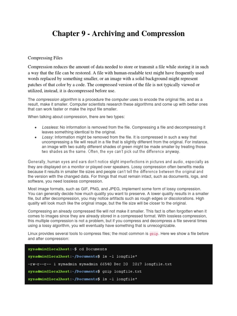 Linux Command On Archive & Compression | PDF | Zip (File Format) | Data ...