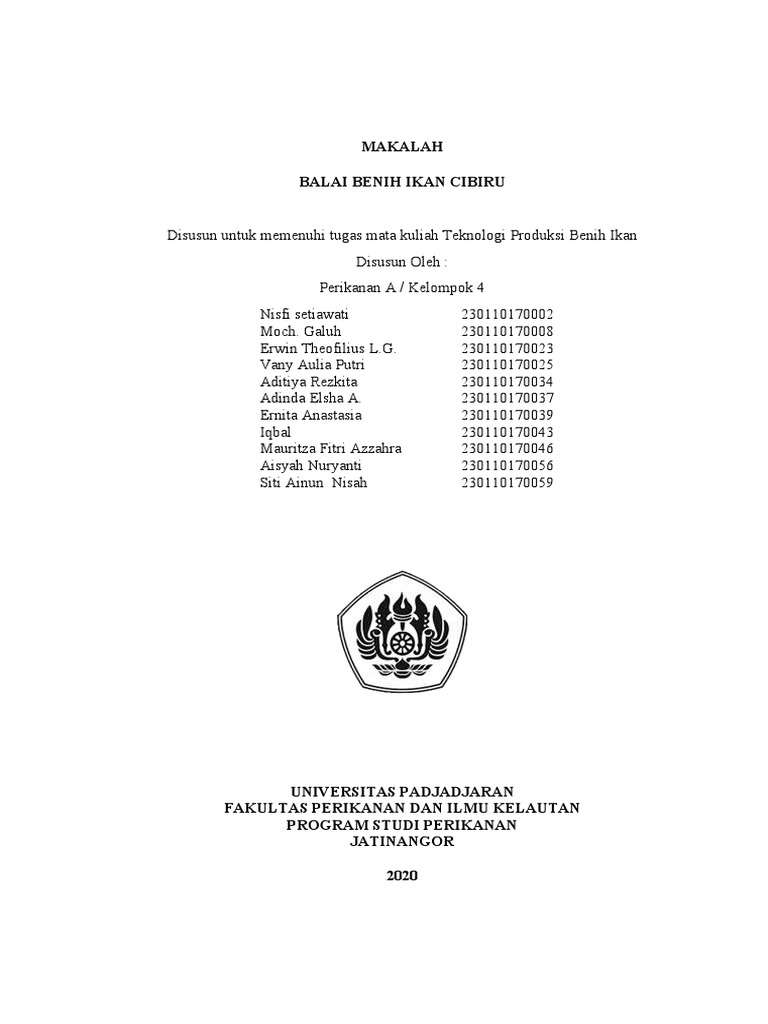 Makalah Balai Benih Ikan Cibiru | PDF | Teknologi & Rekayasa