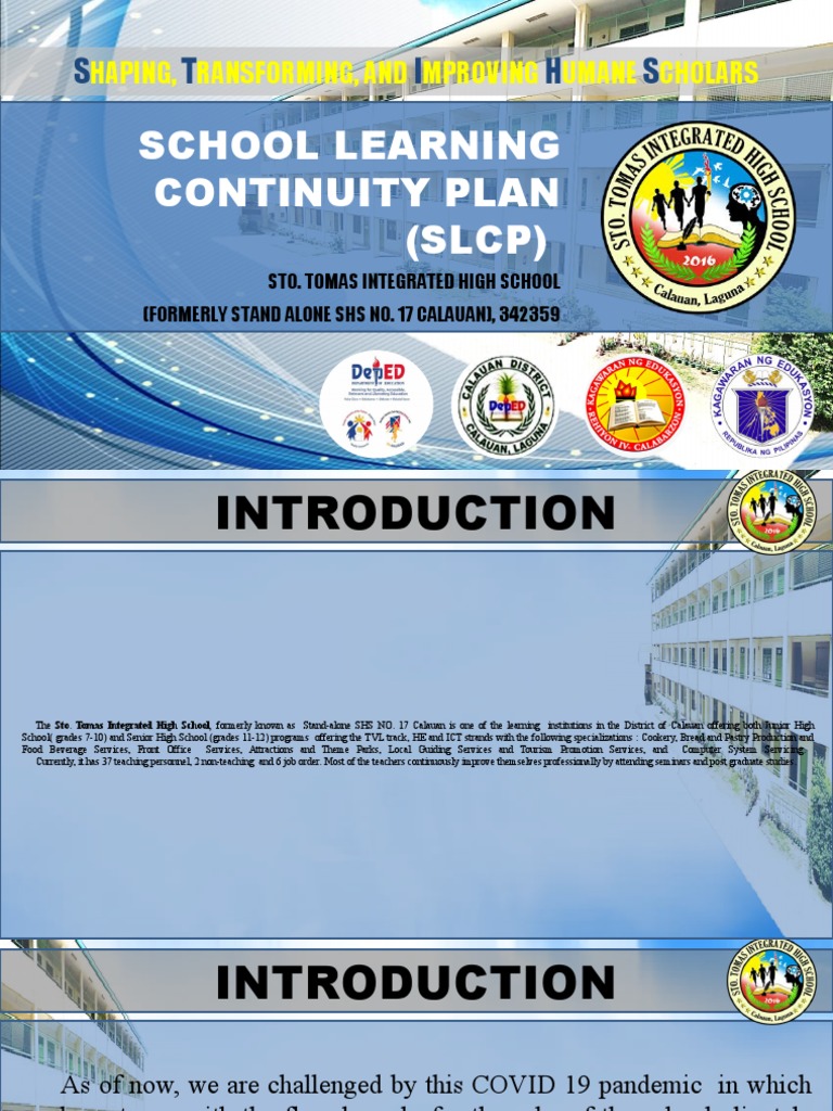 School Learning Continuity Plan (SLCP) : S T I H S | PDF | Learning ...
