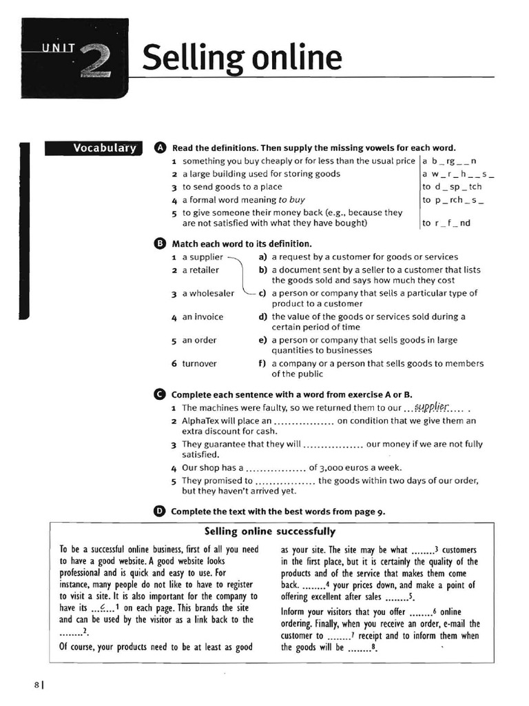 New Market Leader Pre-Intermediate U2 Selling Online | PDF | Retail ...