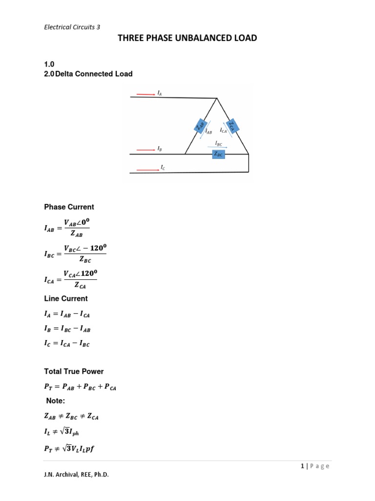 Three-Phase Unbalanced Load | PDF | Electronic Engineering | Computer ...