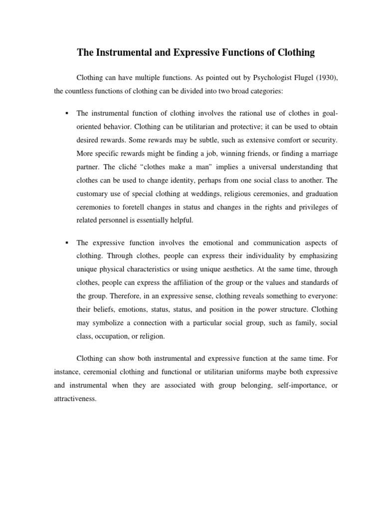 Functions of Clothing | PDF