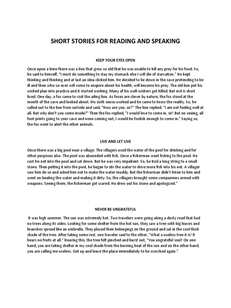 Short Stories For Reading 1 | PDF | Poetry