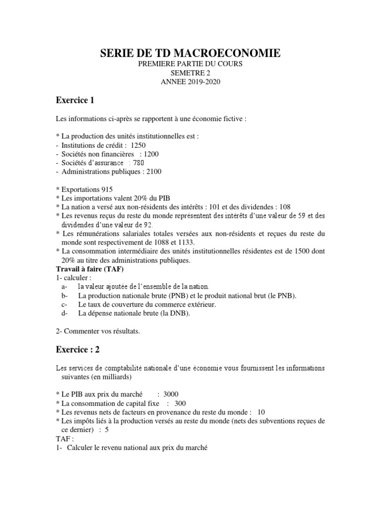 Td Macro S2 2020 Descargar Gratis Pdf Produit Intérieur Brut