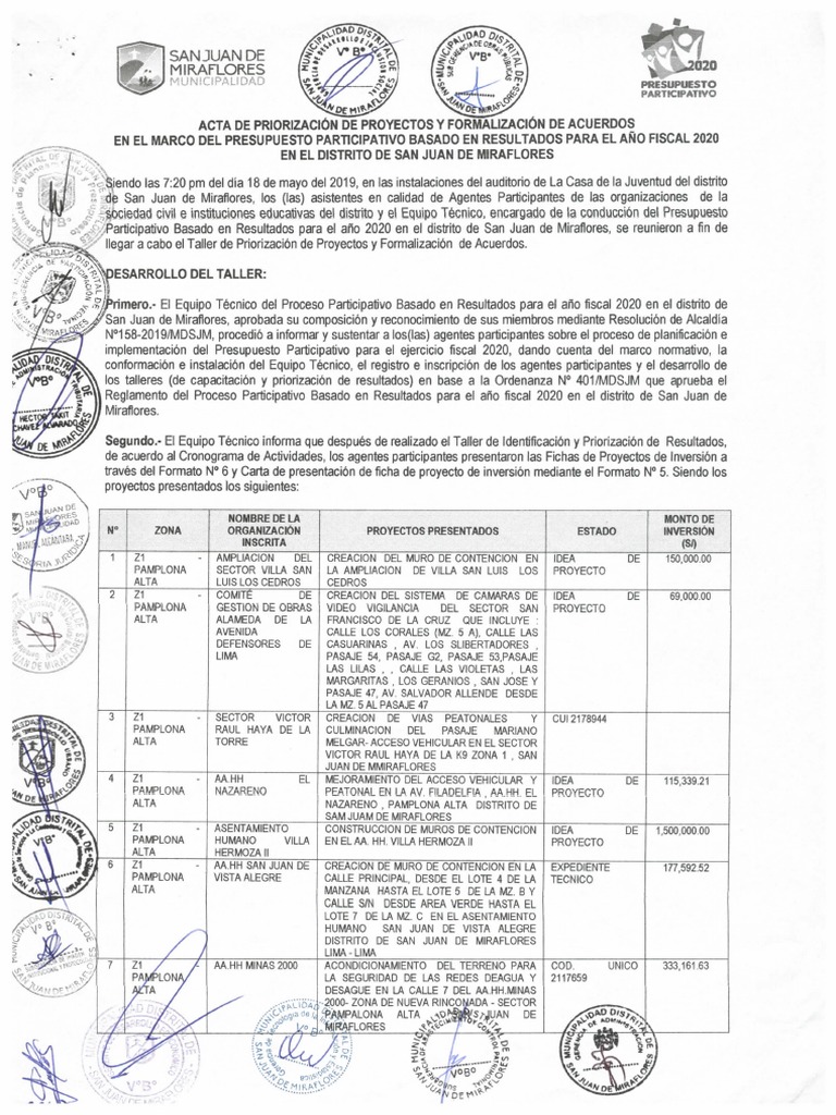 Acta de Priorizacion de Proyectos | PDF