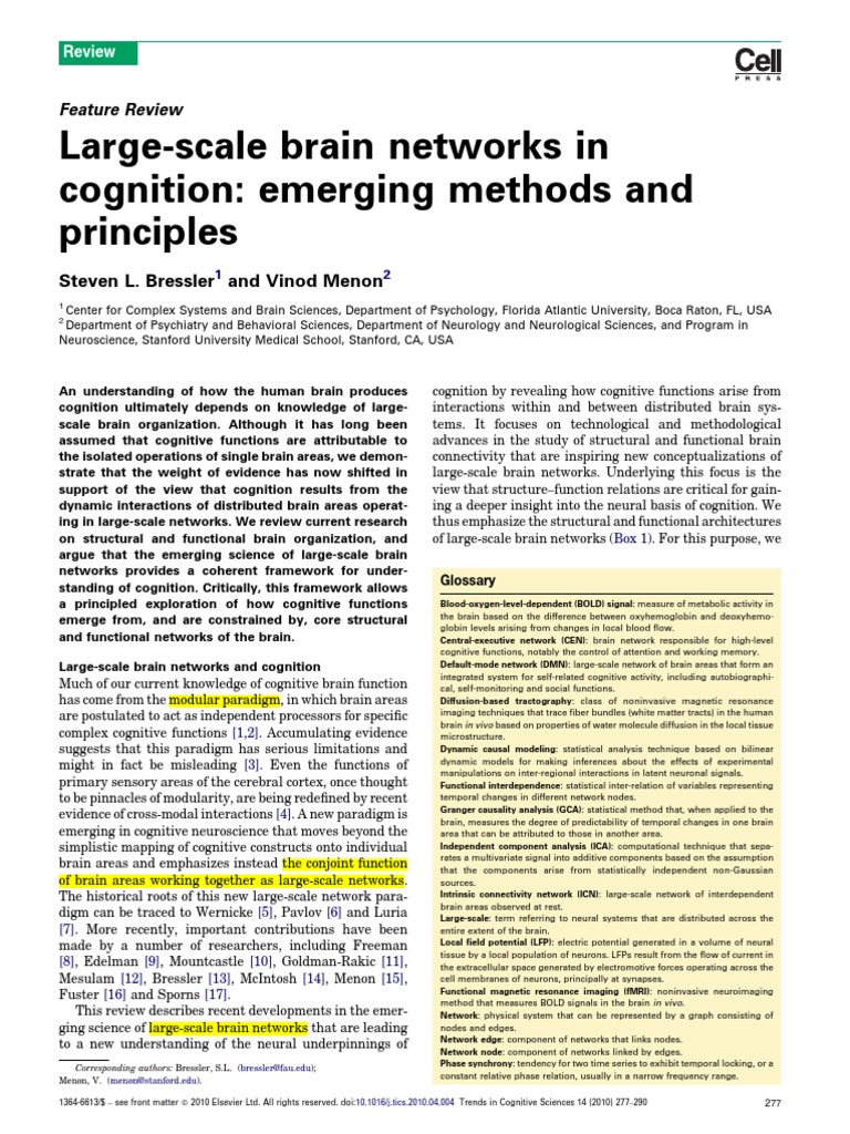 Large-Scale Brain Networks in Cognition: Emerging Methods and ...