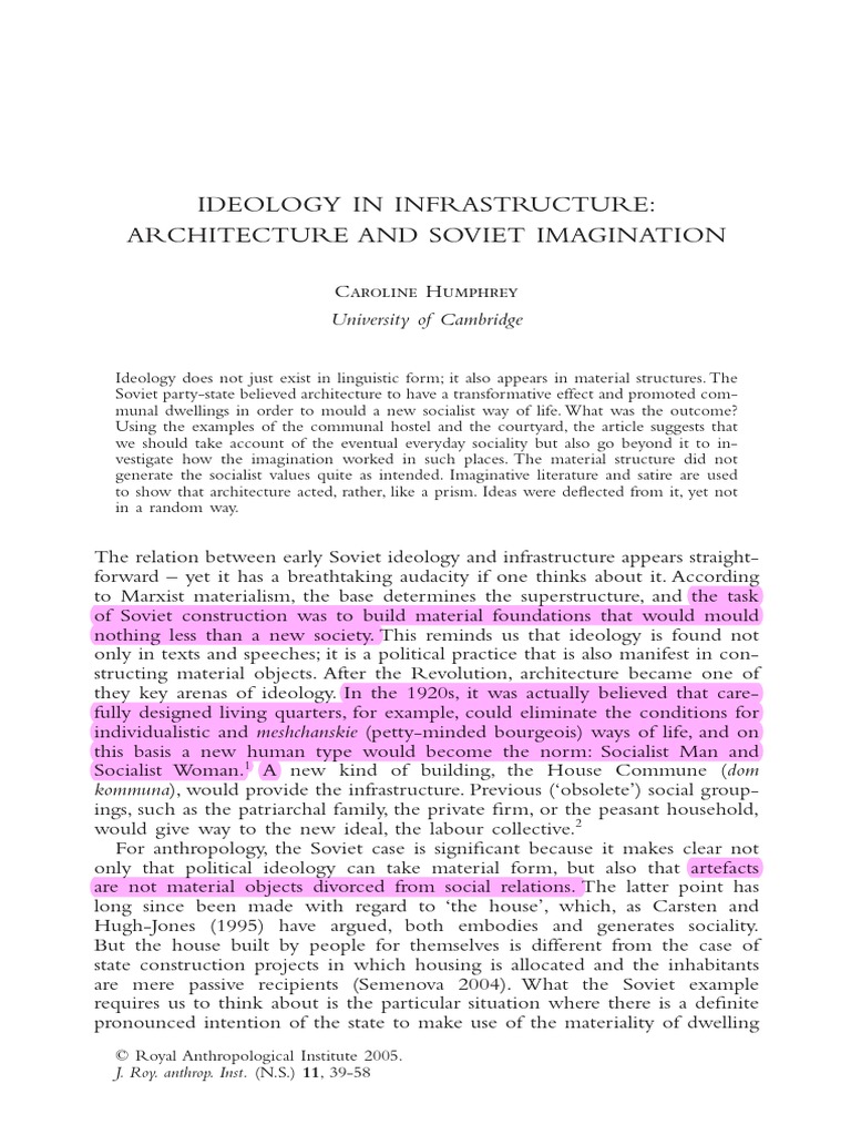 Caroline Humphrey - Ideology in Infrastructure, Architecture and Soviet ...