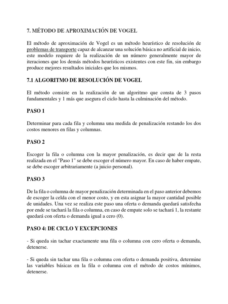 Método de Aproximacion de Vogel PDF | PDF | Programación lineal | Oferta (economía)
