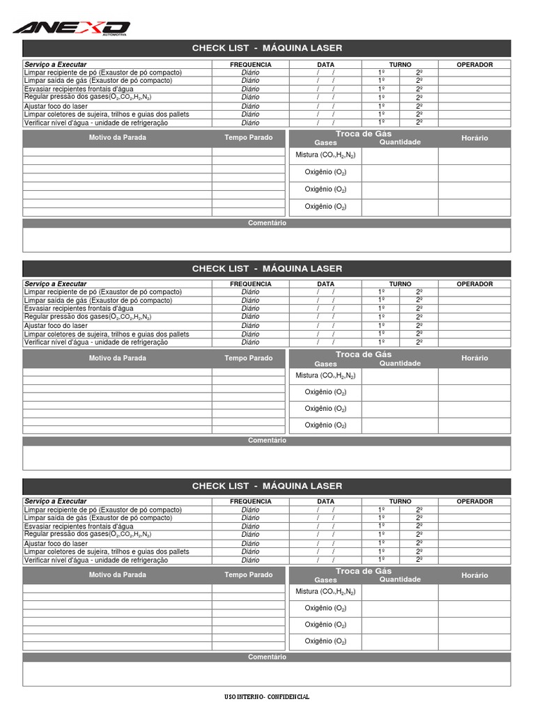 Check List Maquina Laser PDF | Download grátis PDF | Gases | Fases da ...