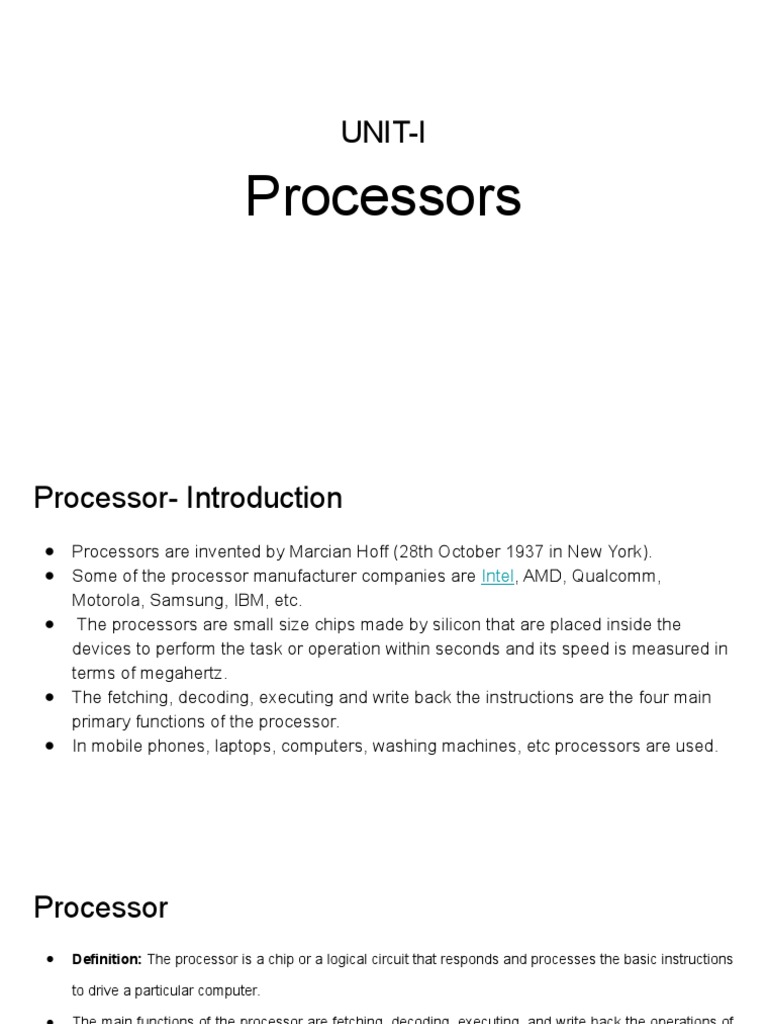 Processors | PDF | Microcontroller | Central Processing Unit