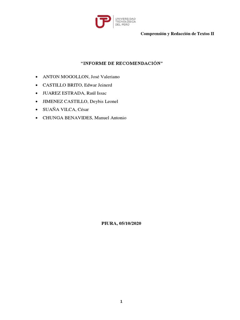 U3 - S6 - Informe de Recomendación (T-Conectamos) PDF | PDF | Cliente | Motivación