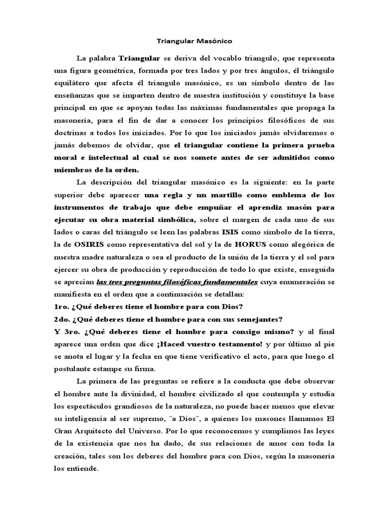 Significado del Triangular Masónico | PDF | Masonería | Moralidad