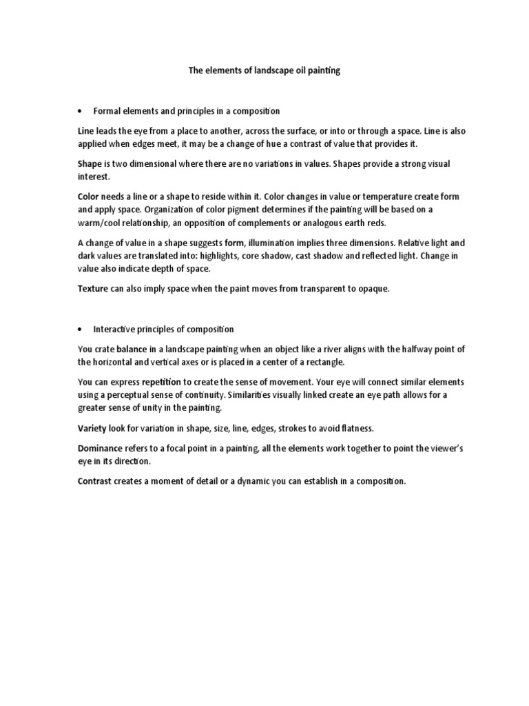 The Elements of Landscape Oil Painting | PDF