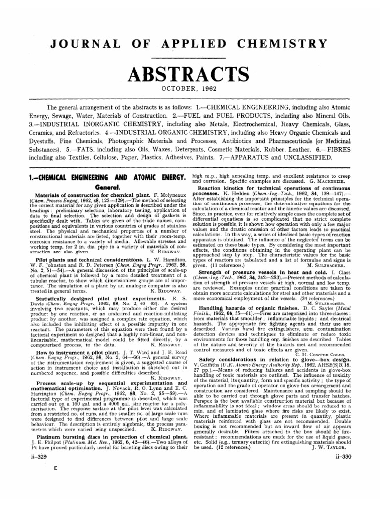 Abstracts: Journal of Applied Chemistry | PDF | Sewage Treatment ...