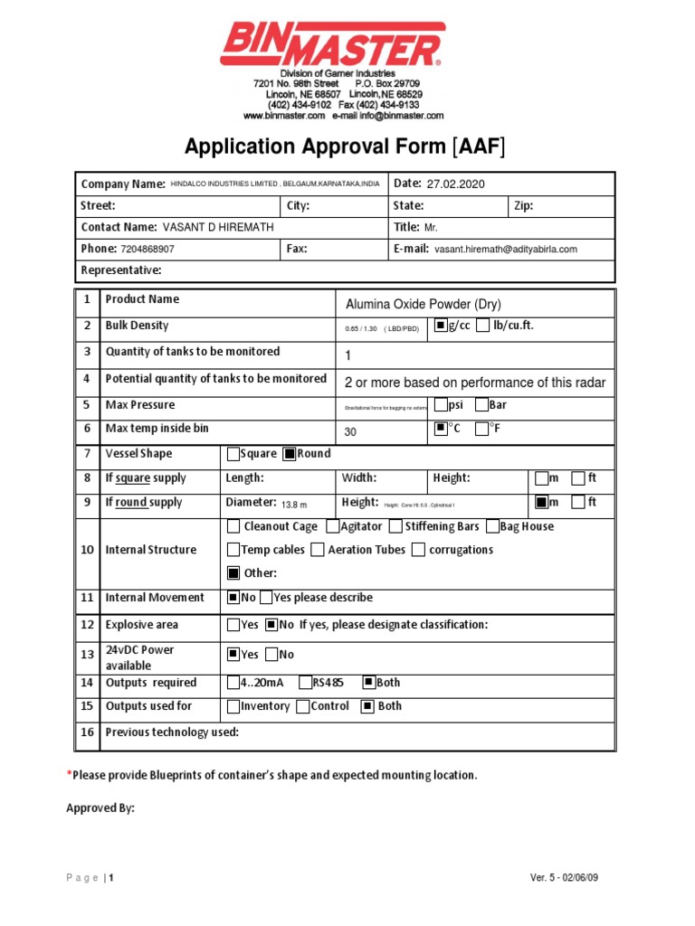 Application Approval Form (AAF) : Vasant D Hiremath | PDF | Nature