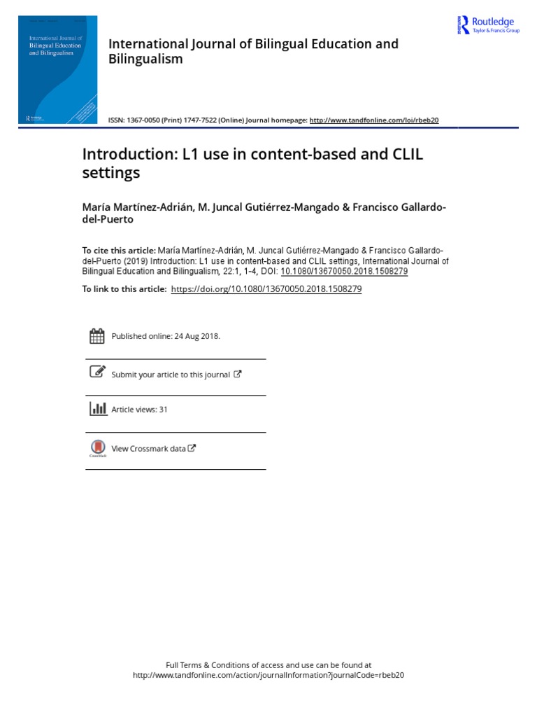 The Use of The L1 in CBI | PDF | Second Language | Multilingualism