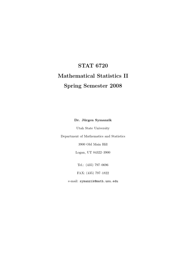 Advanced Mathematical Statistics II | PDF | Estimation Theory ...