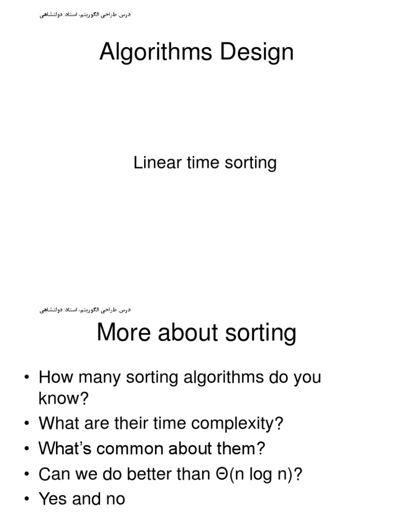 Aa Part09 Linear Time Sorting Algorithms Pdf Time Complexity Combinatorics