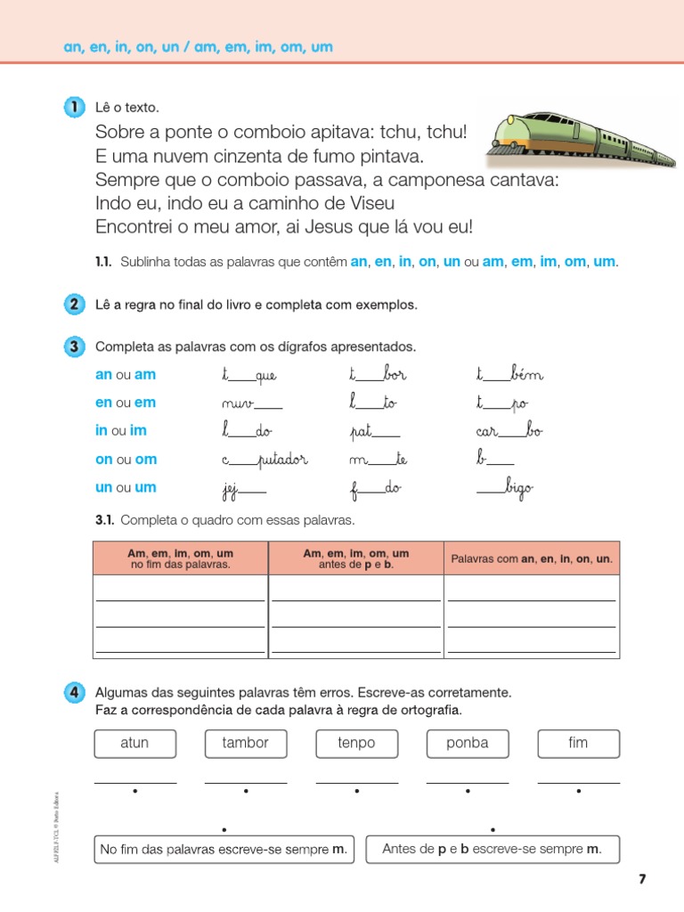 Lê o Texto.: An en in On Un Am em Im Om Um | PDF