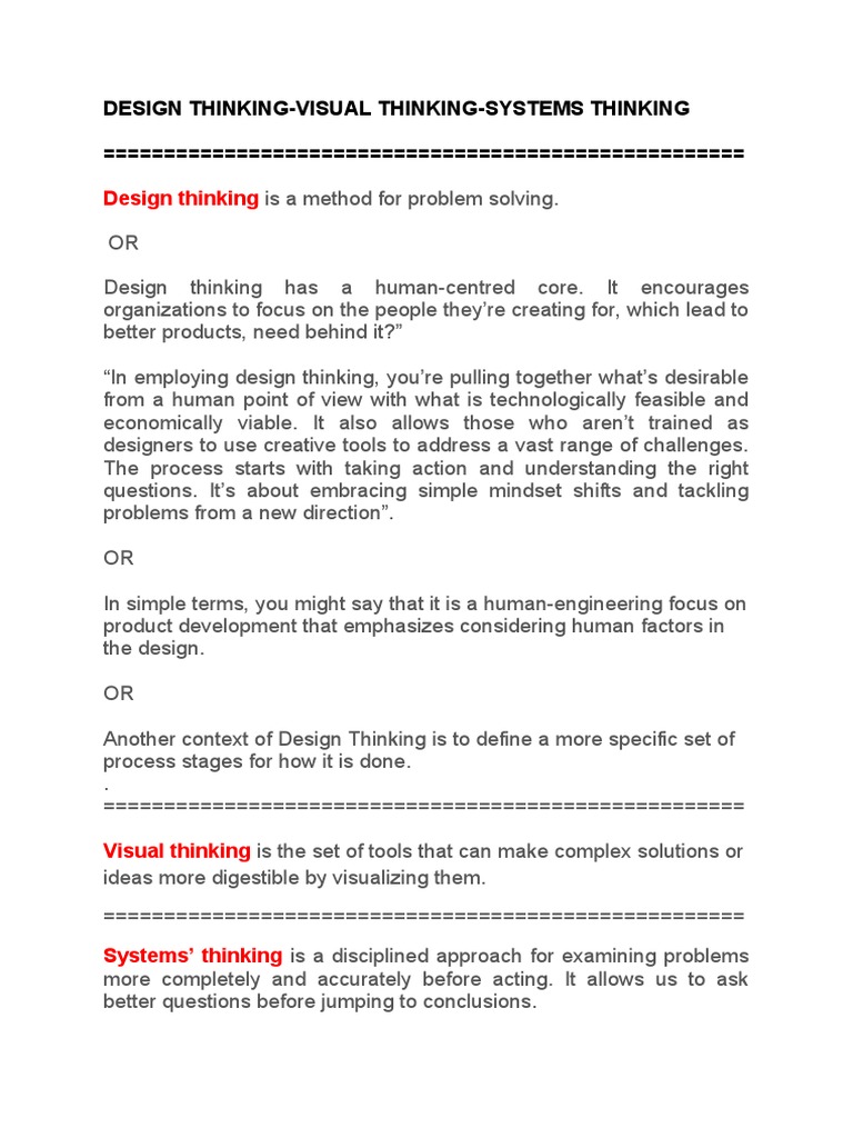 Design Thinking-Systems Thinking-Visual Thinking | PDF | Design ...